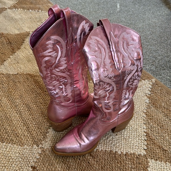 Amazon | Shoes | Amazon Pink Metallic Cowboy Boots | Poshmark
